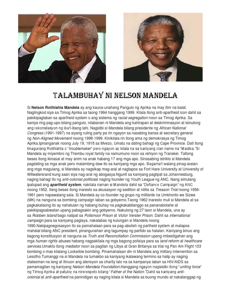 Talambuhay Ni Nelson Mandela | PDF
