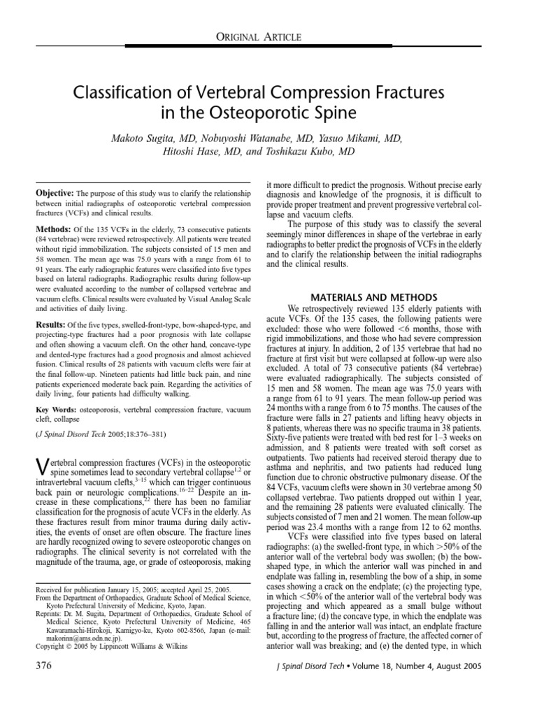 Classification of Compression Fractures | PDF | Osteoporosis | Back Pain