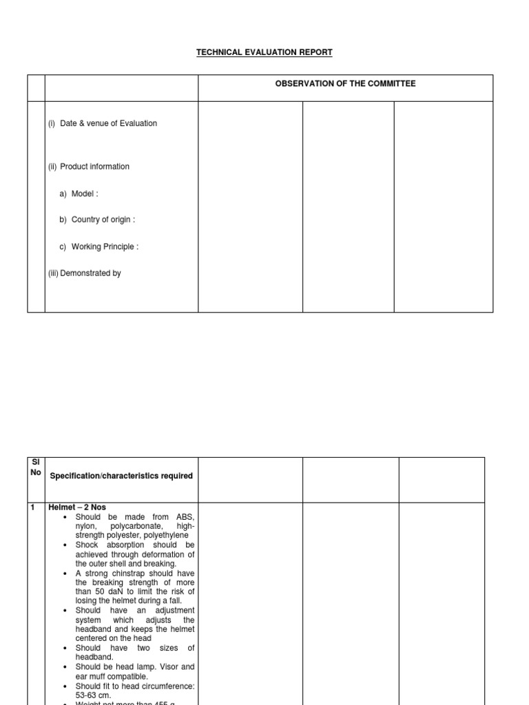 Safety Equipment Technical Evaluation Report | PDF | Rope | Glove