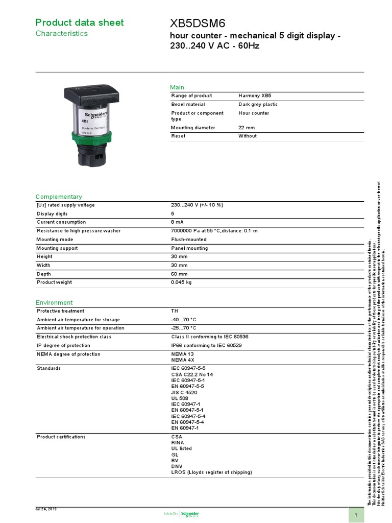 Harmony Xb5 Xb5dsm6 | PDF | Manufactured Goods | Electrical Engineering