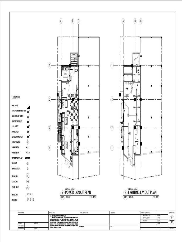 Power Layout Plan Lighting Layout Plan: A B C A B C | PDF | Lighting ...