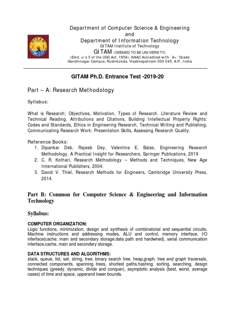 Gitam: Department of Computer Science & Engineering and Department of ...