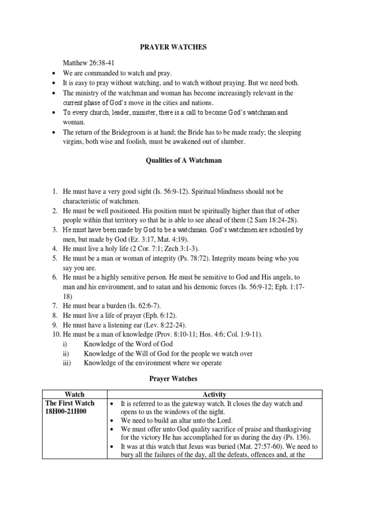Prayer Watches | PDF | Jesus | Prayer