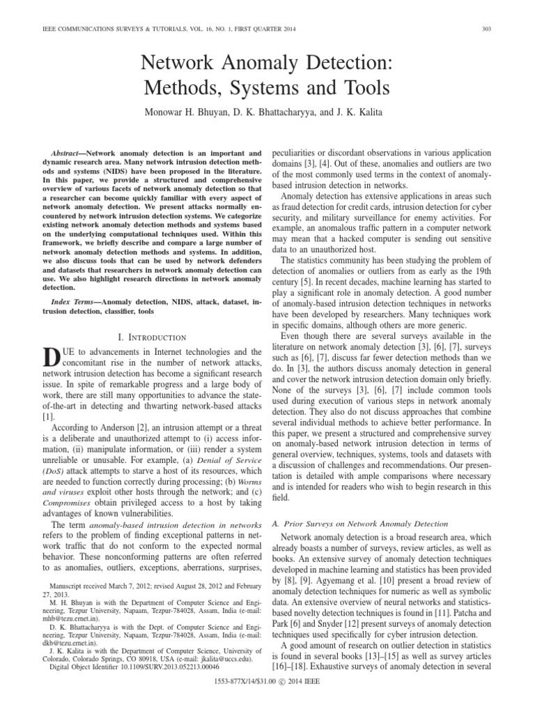 Network Anomaly Detection-Methods, Systems and Tools | PDF ...