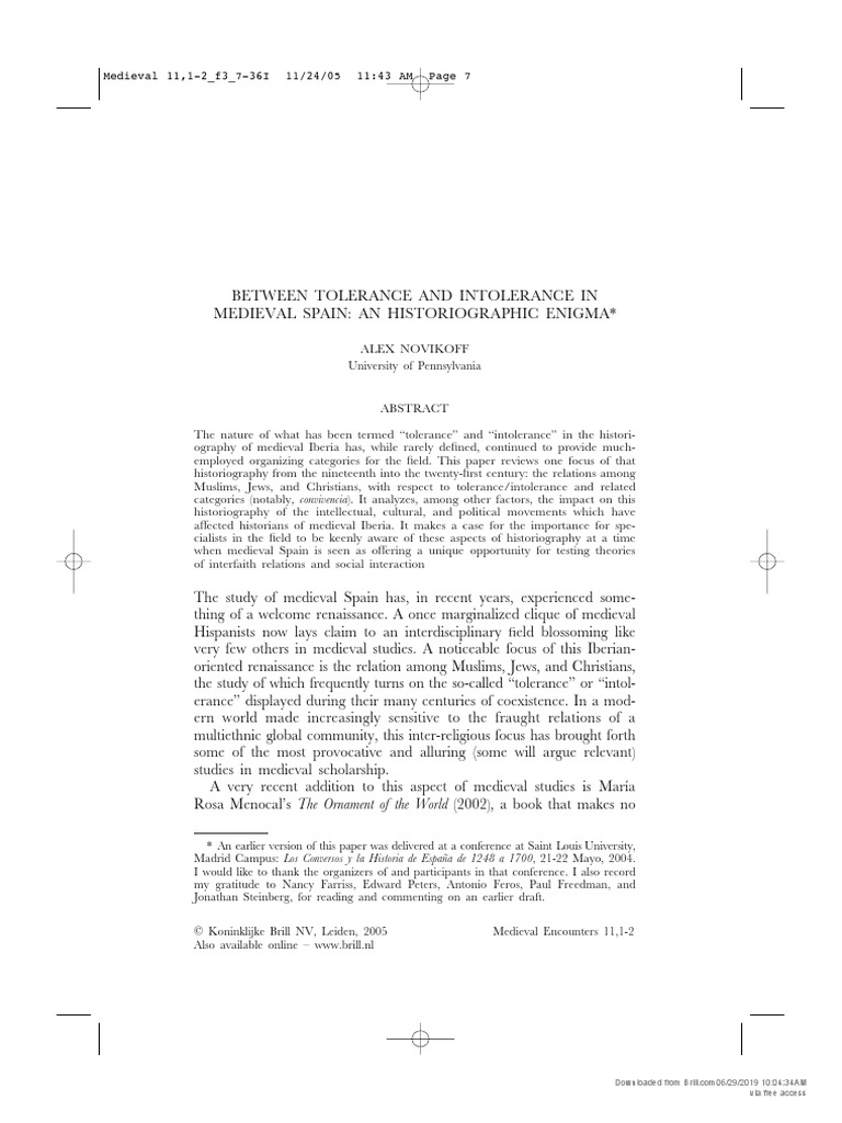 Medieval Encounters. Between Tolerance and Intolerance in Medieval ...