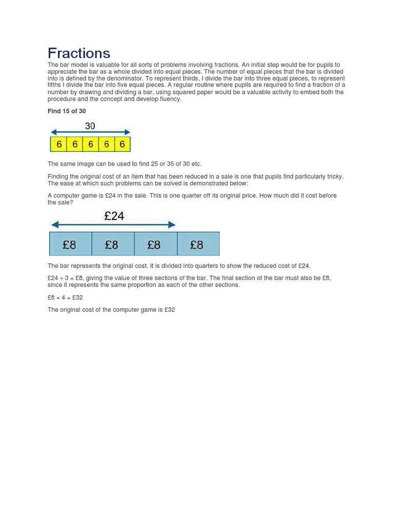 Bar Model Techniques for Fractions | PDF