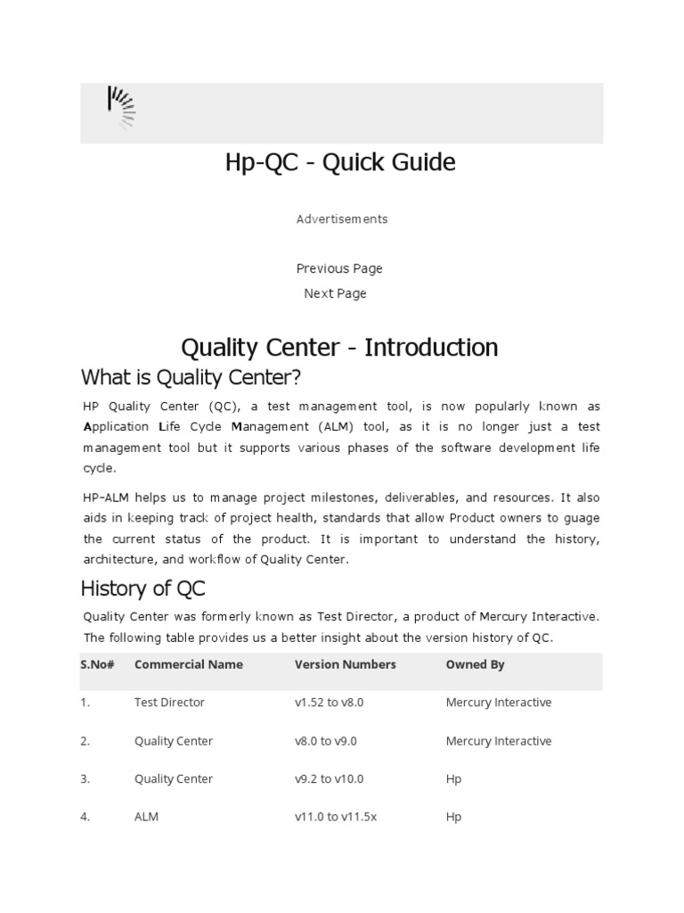 Quality Center | PDF | Software Testing | Library (Computing)