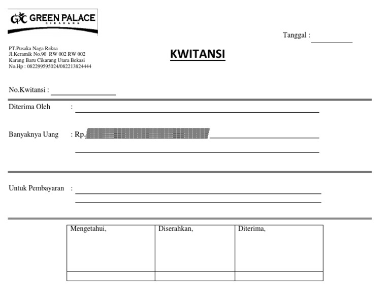 Contoh Kwitansi Tanda Terima | PDF