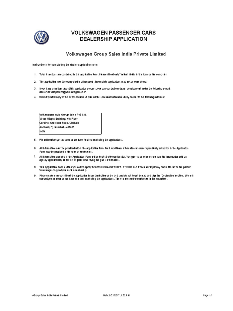 Dealership Application Form Toyota | Download Free PDF | Equity ...