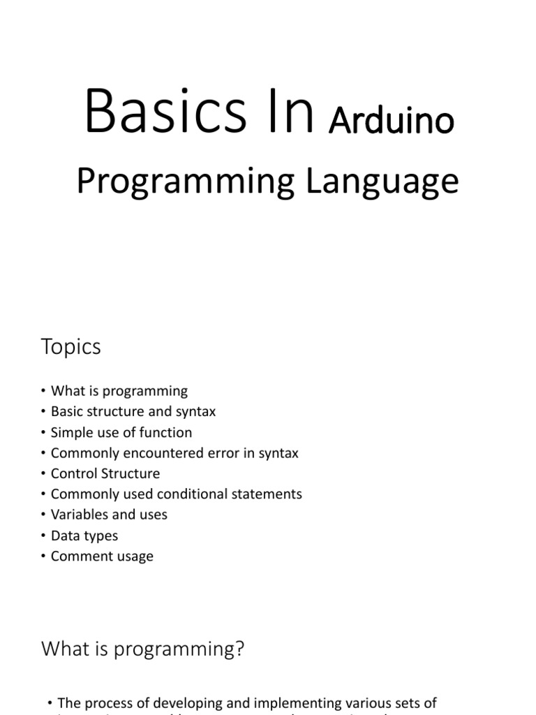 Basics Arduino Programming (Supplementary) | PDF | Integer (Computer Science) | Data Type
