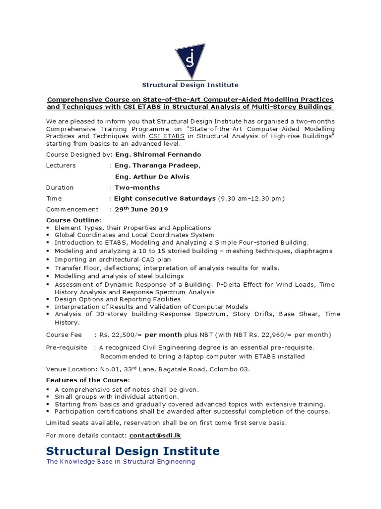 1 - ETABS Course Outline | PDF