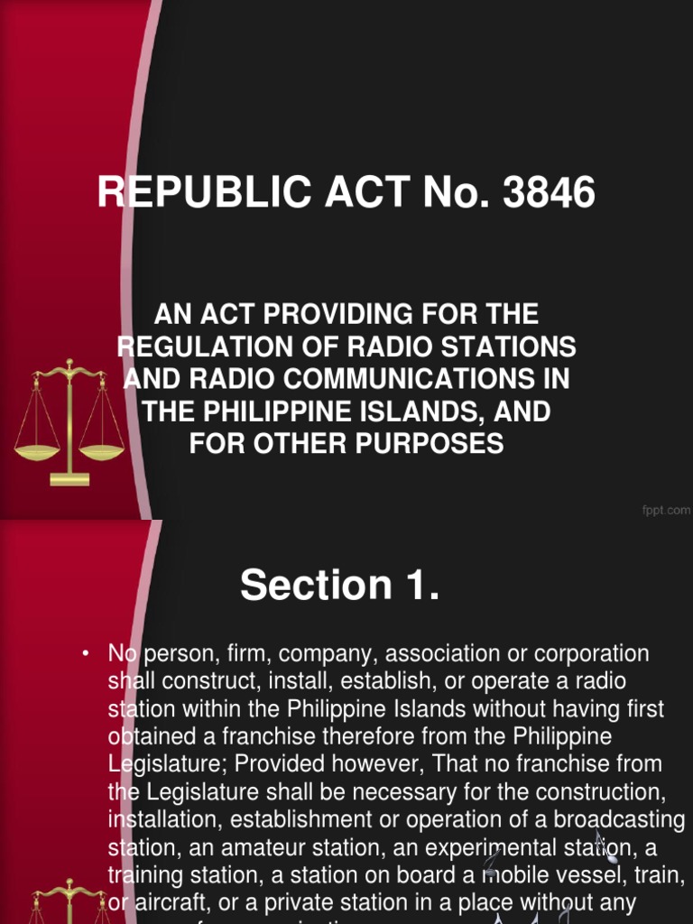 Republic Act No. 3846 | PDF | Radio Broadcasting | License