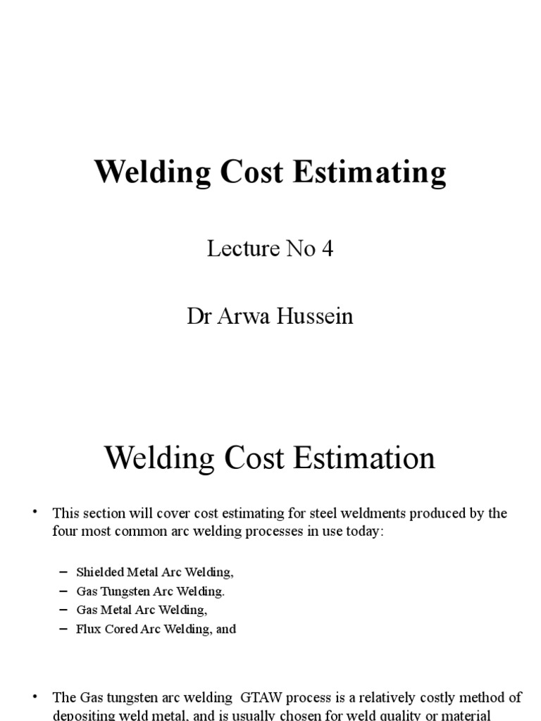 Welding Cost Analysis Guide | PDF | Welding | Construction