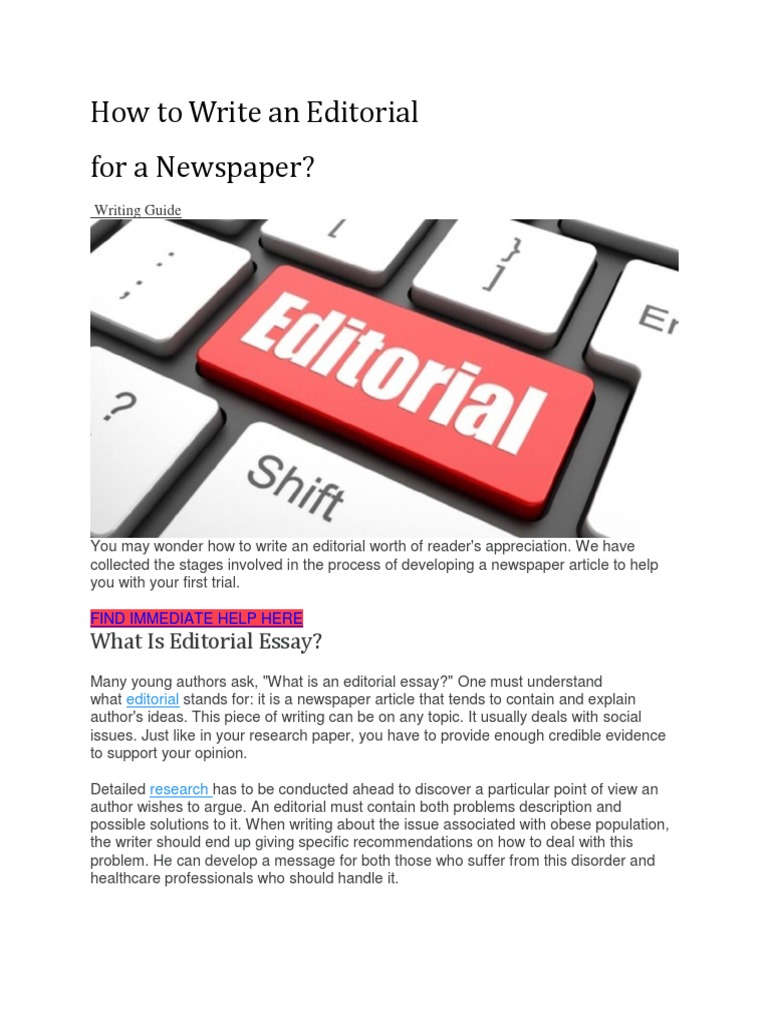 How to Effectively Write an Editorial for a Newspaper | PDF | Essays ...