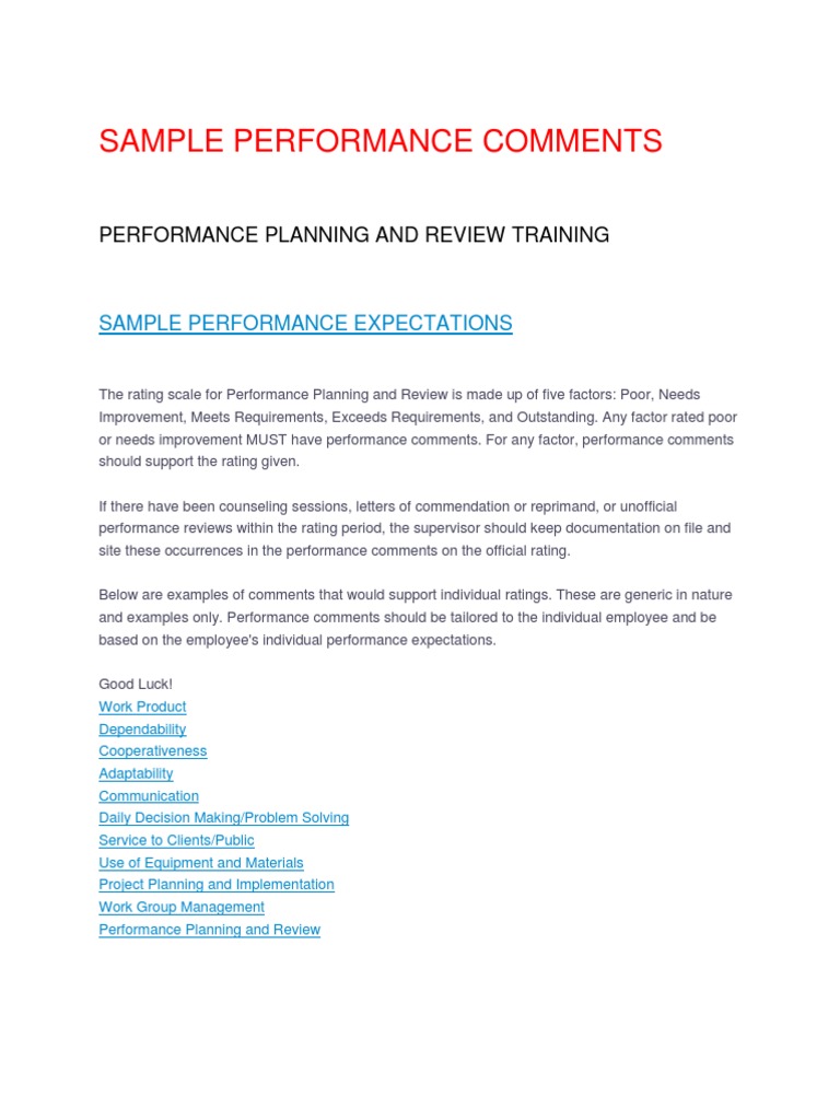 Sample Performance | PDF | Performance Appraisal | Employment