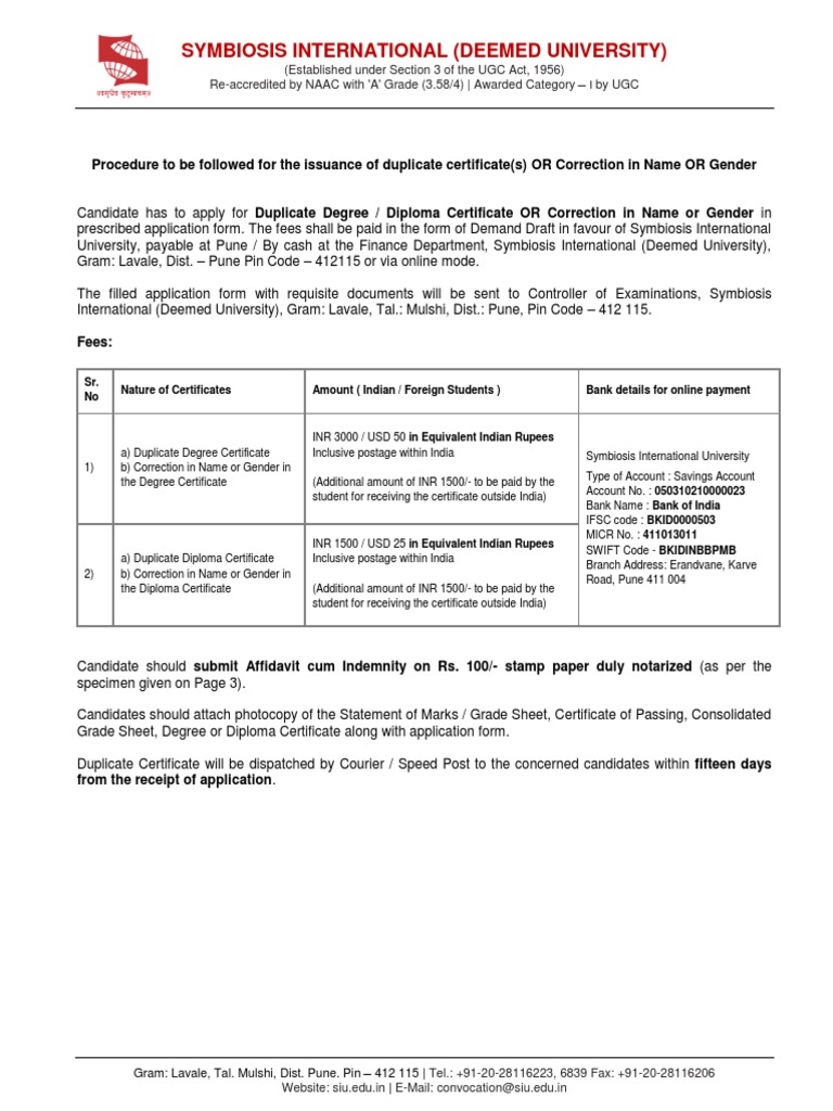 Application Form Duplicate Degree Diploma Certificate PDF | PDF | Notary Public | Government