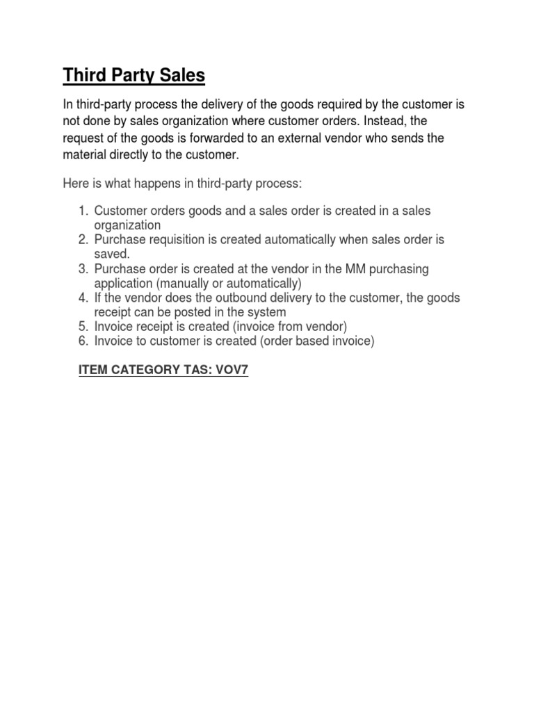 Third Party Sales: Item Category Tas: Vov7 | PDF