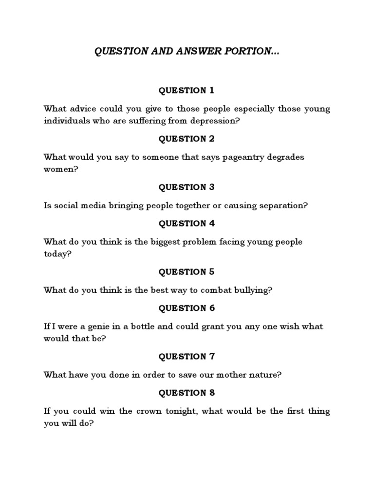 Question and Answer Portion | PDF