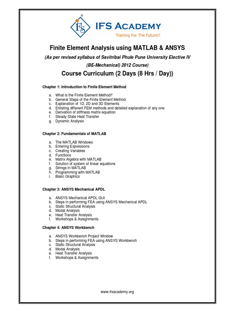 Finite Element Analysis Using MATLAB ANSYS 16 Hrs | PDF | Finite ...