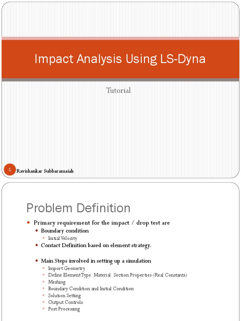 Impact Analysis Using LS-Dyna: Tutorial | PDF | Elasticity (Physics) | Force