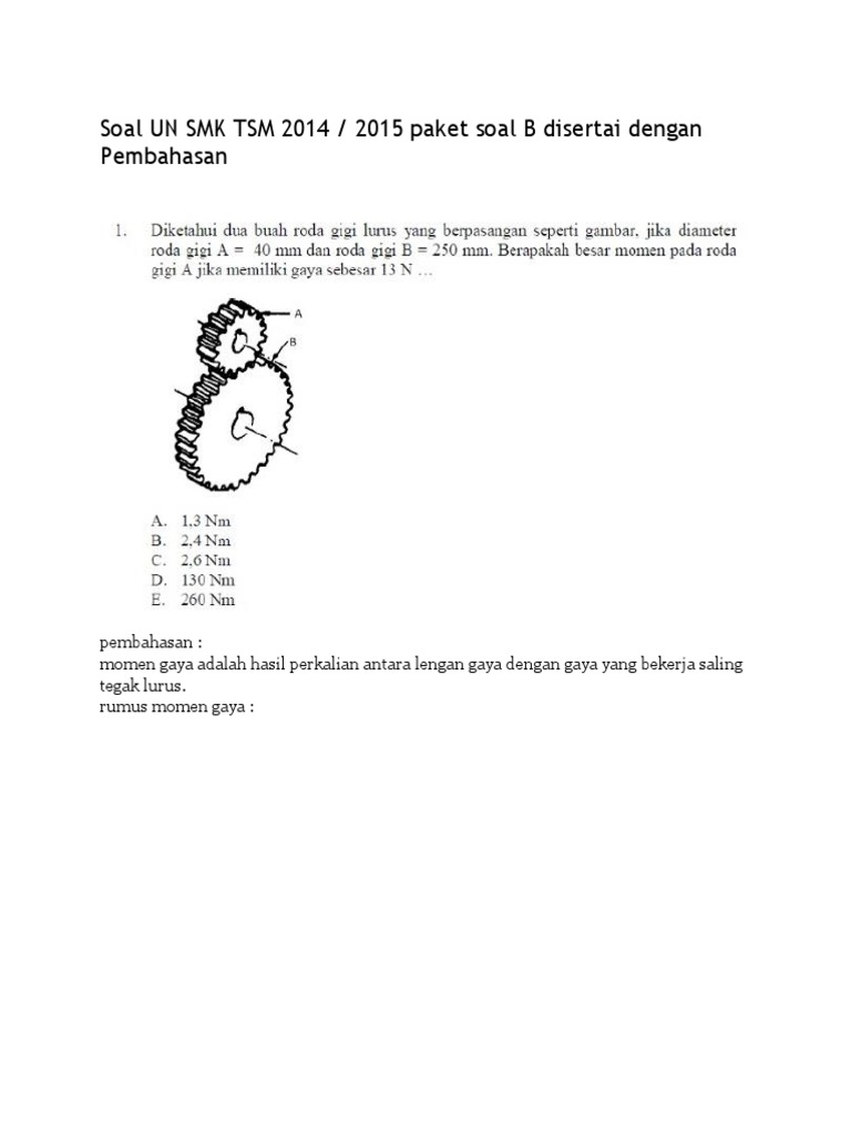 Pembahasan Soal UN SMK TSM 2014 | PDF