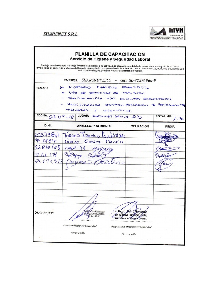 Ejemplo Capacitacion EHS | PDF