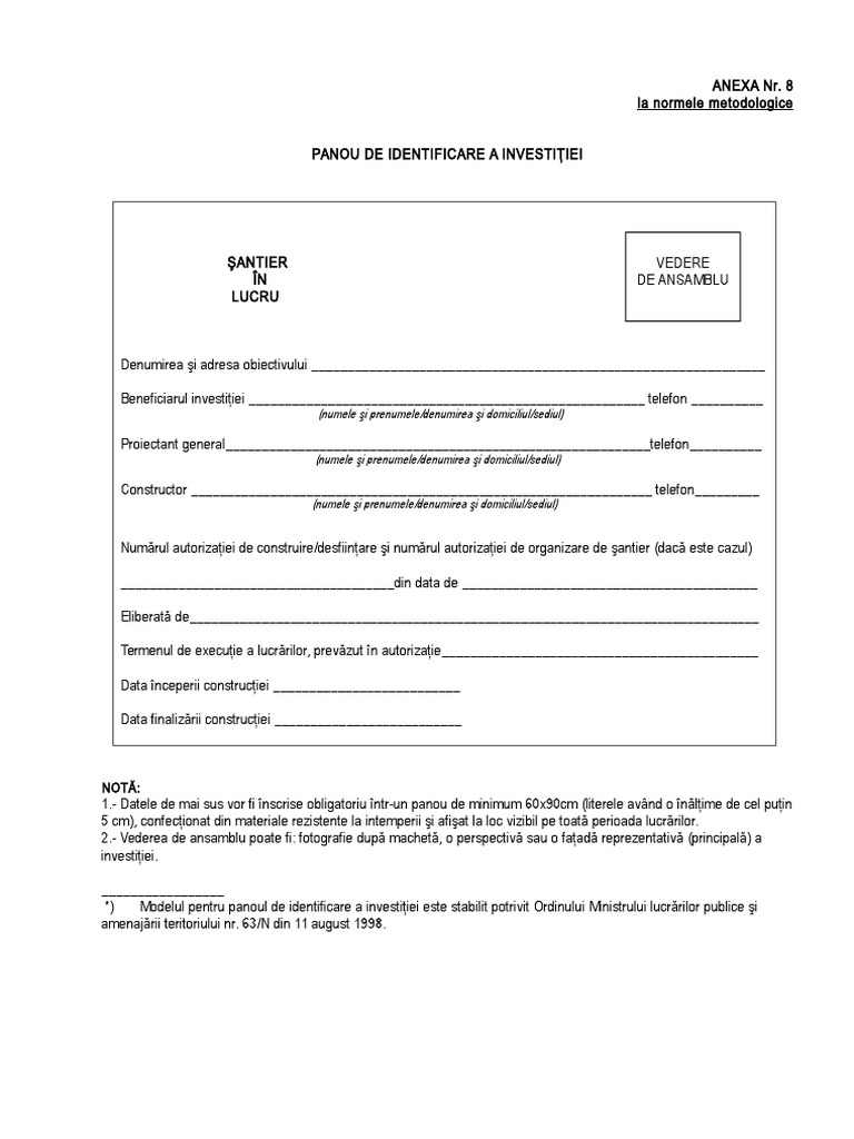 Panou de Identificare A Investitiei | PDF