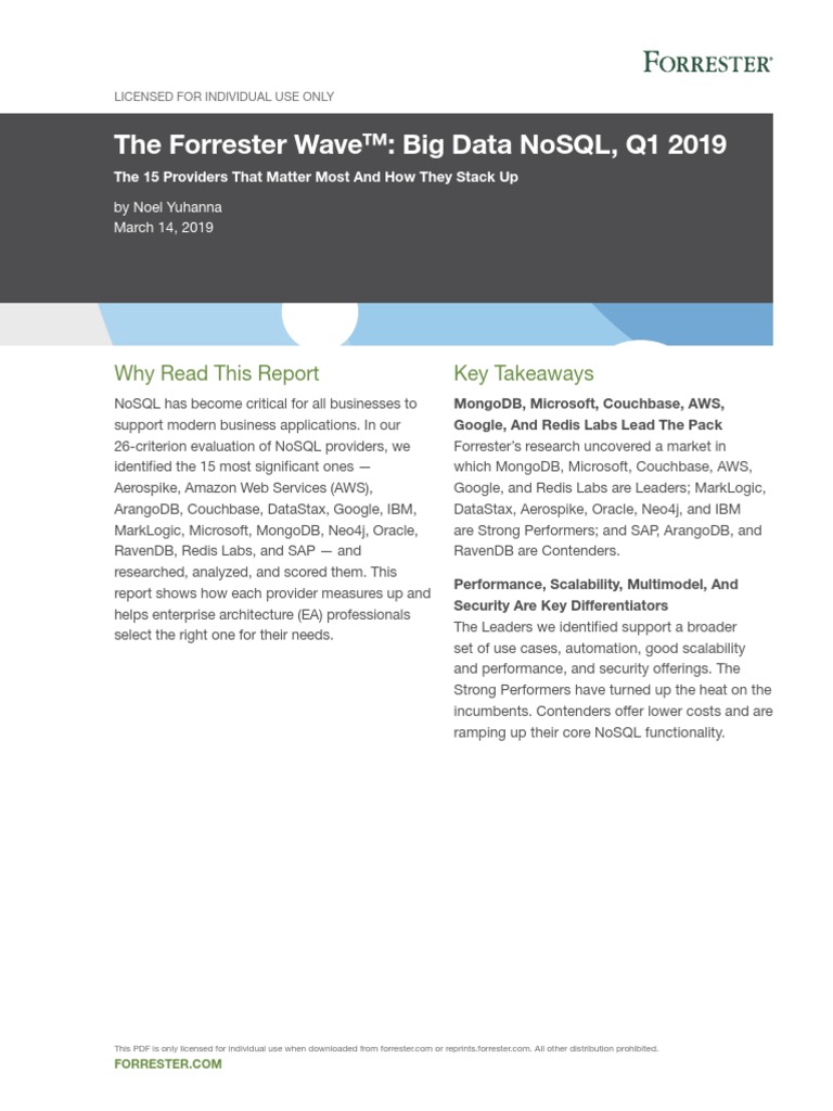 The Forrester Wave™ - Big Data NoSQL, Q1 2019 | PDF | No Sql | Scalability