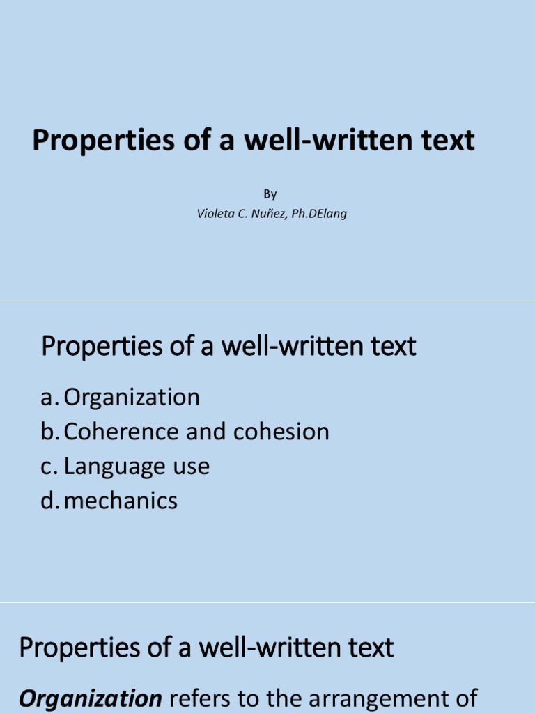 Properties of A Well-Written Text | PDF