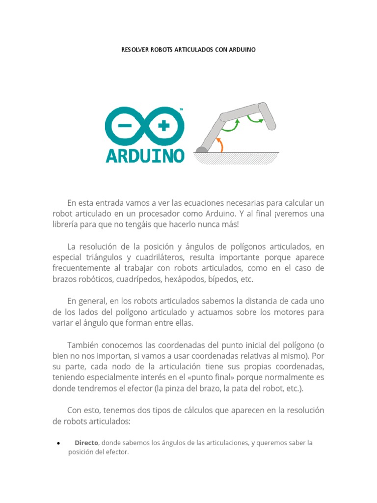 Resolver Robots Articulados Con Arduino | Descargar gratis PDF | Triángulo | Robot