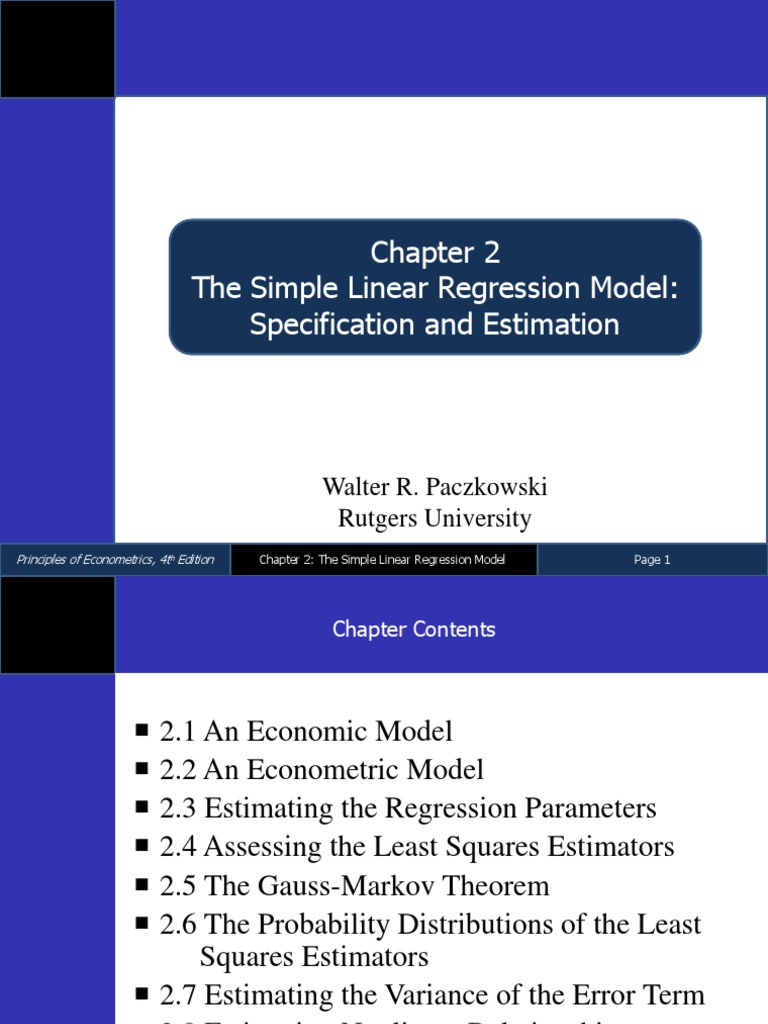 The Simple Linear Regression Model: Specification and Estimation | PDF | Regression Analysis ...