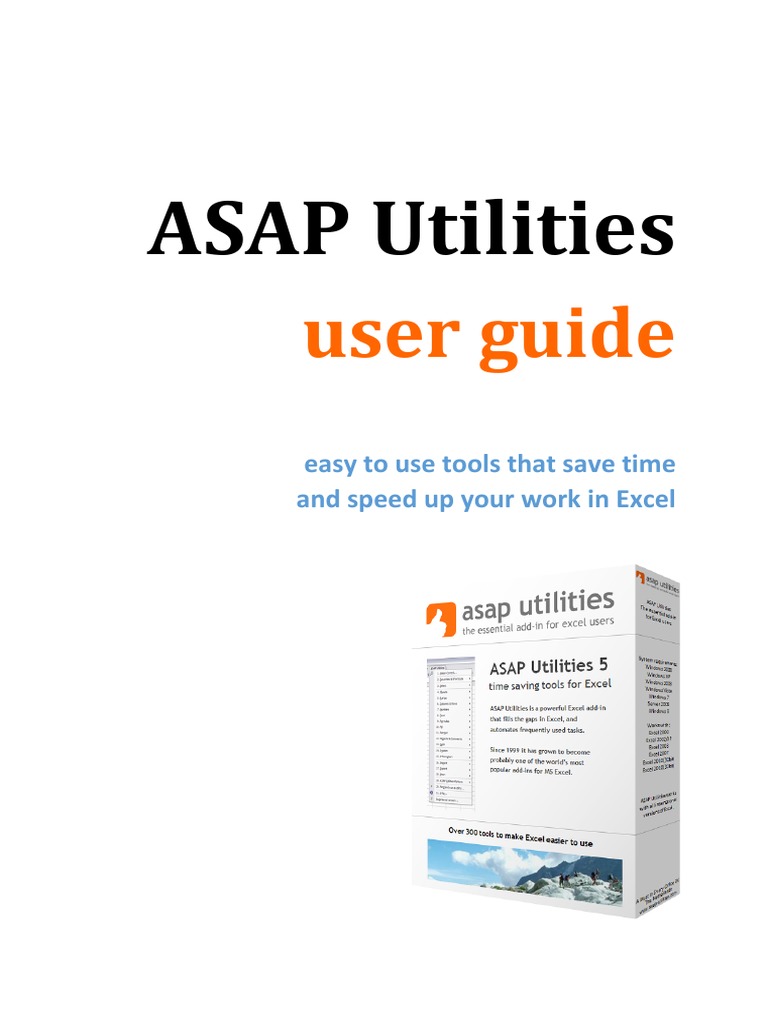 ASAP Utilities User Guide | PDF | Microsoft Excel | Microsoft Windows