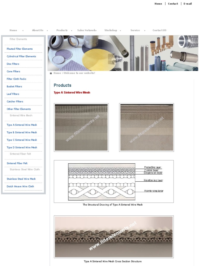 Products: Type A Sintered Wire Mesh | PDF | Sintering | Wire