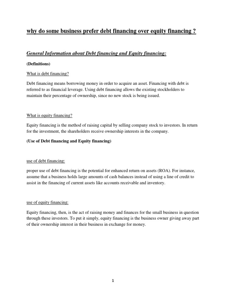 Debt vs. Equity Financing: Key Insights | PDF | Loans | Debt