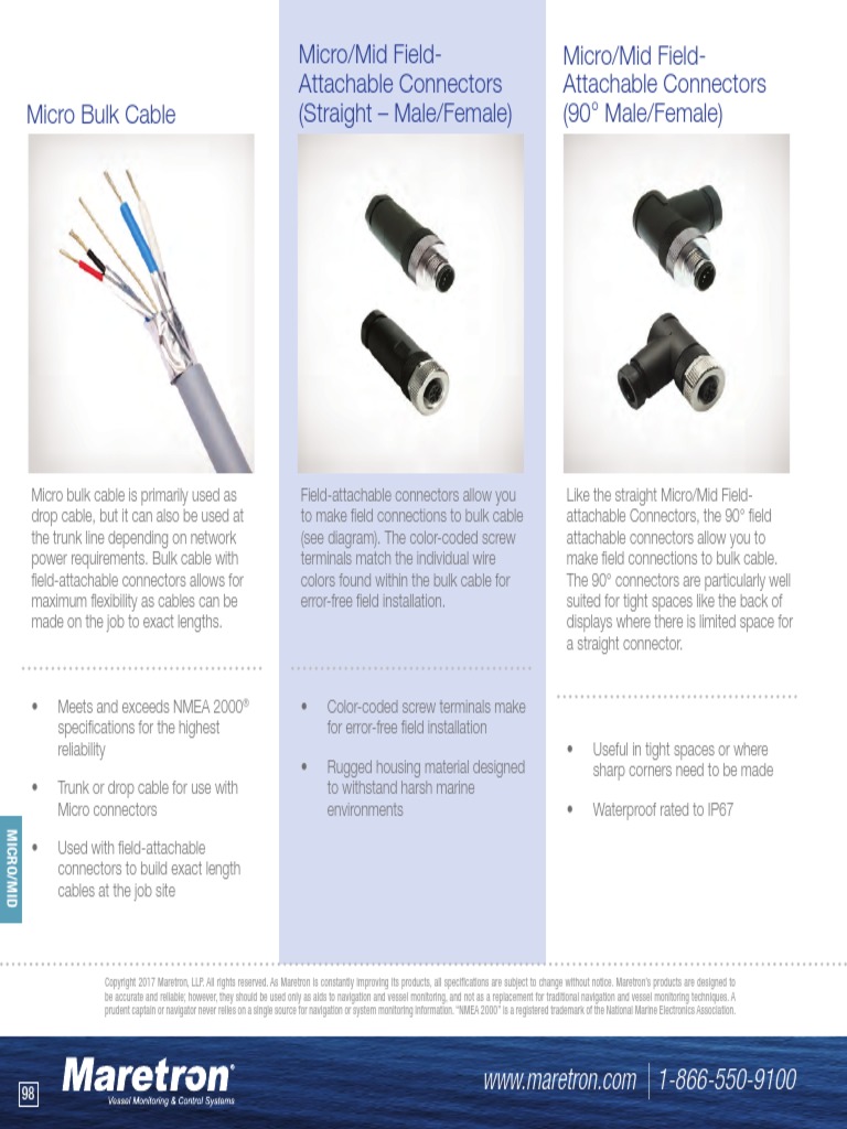 Micro Bulk Cable Micro/Mid Field-Attachable Connectors (90° Male/Female ...