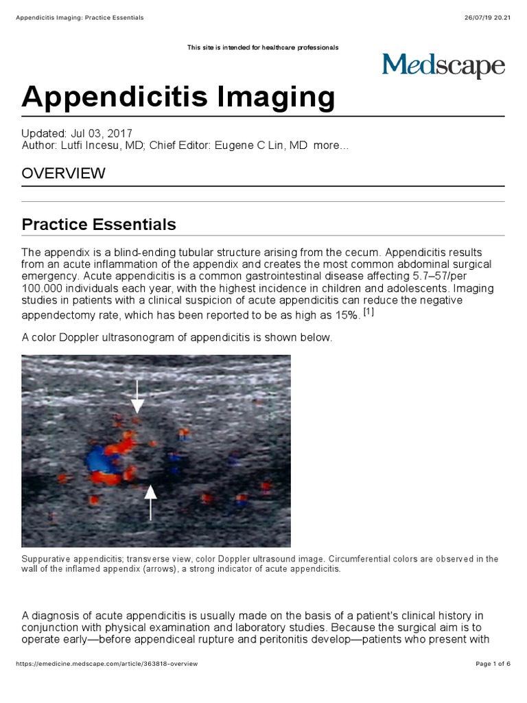Appendicitis Imaging: Practice Essentials | PDF | Ct Scan | Medical Imaging