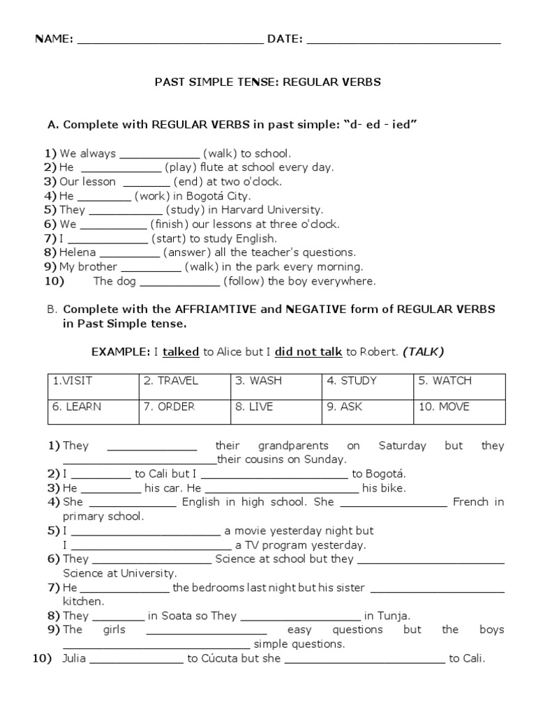 Past Simple - Regular Verbs | PDF