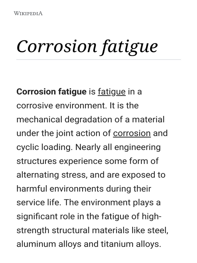 Corrosion Fatigue - Wikipedia | PDF | Fatigue (Material) | Metallurgy