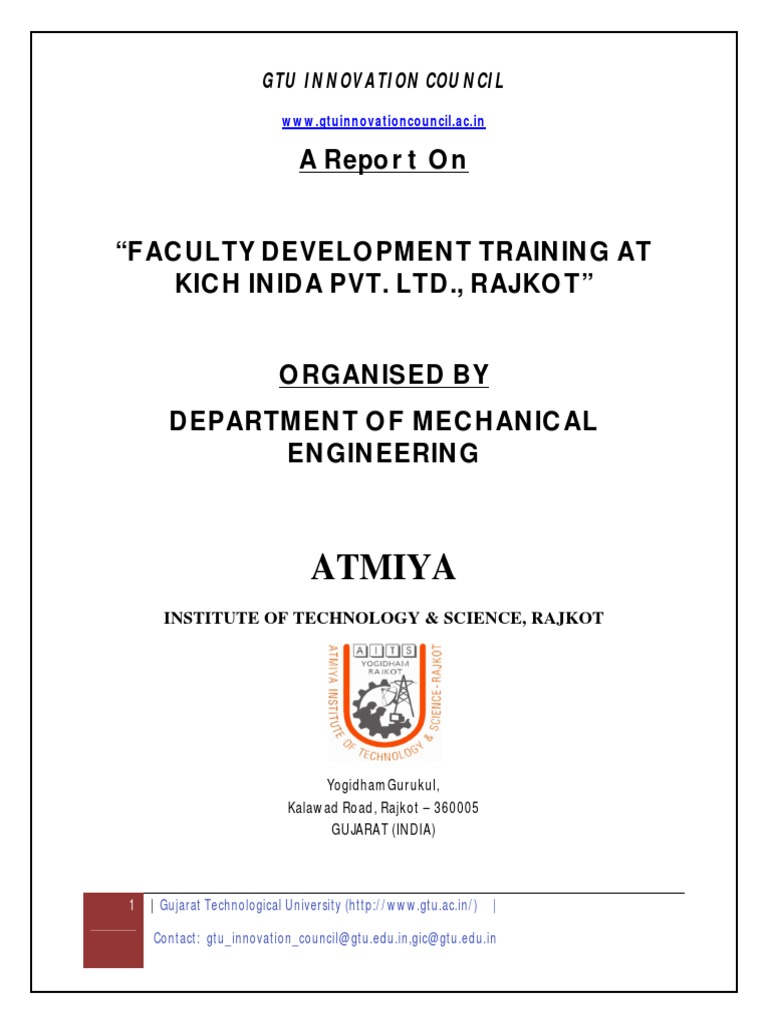 Atmiya: A Report On | PDF | Business