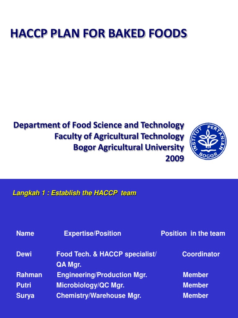 HACCP Plan for Cream-Filled Bread | PDF | Dough | Breads
