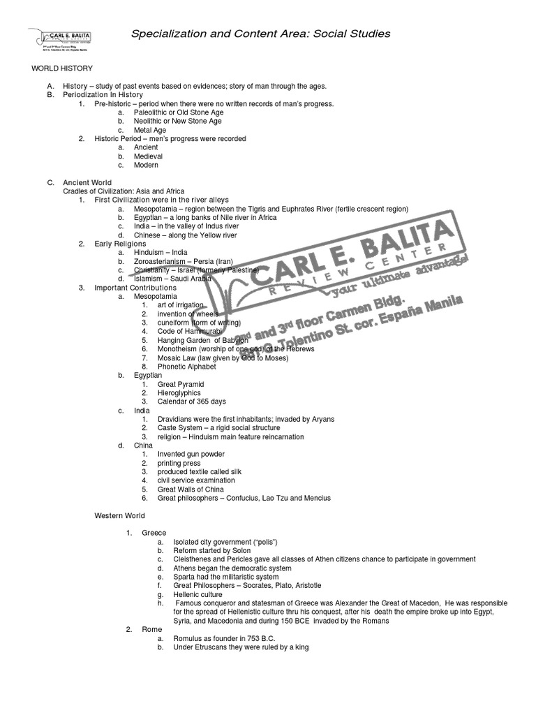 An Overview of World History with a Focus on the Development of Early ...