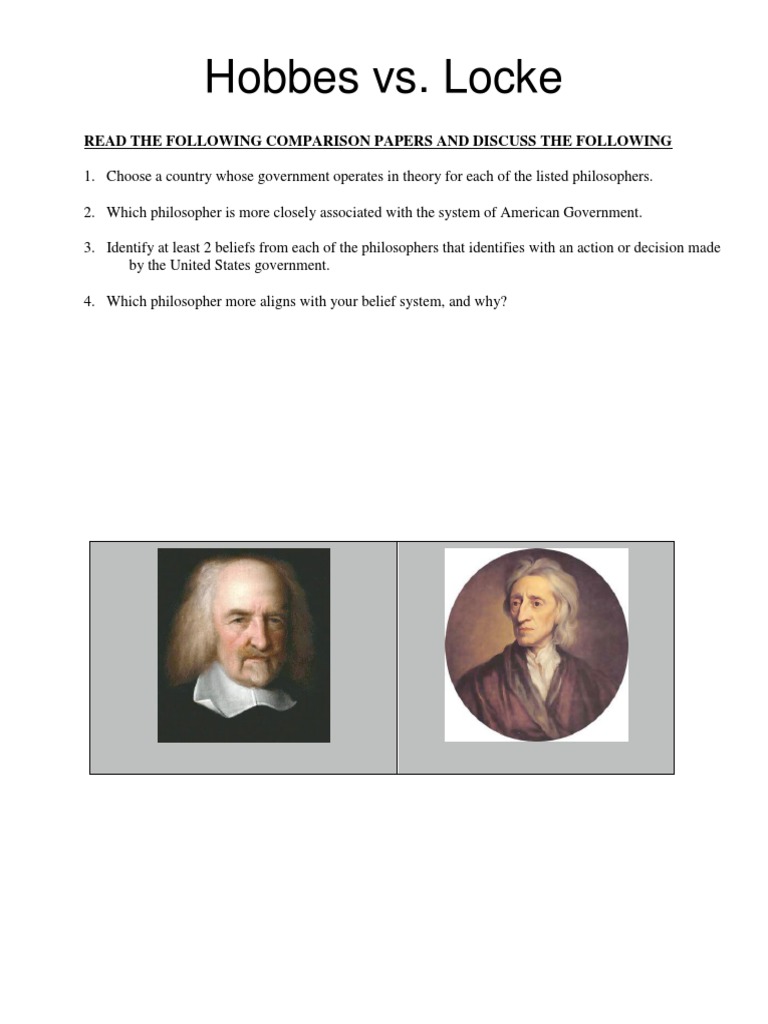 Hobbes vs. Locke: Read The Following Comparison Papers and Discuss The ...