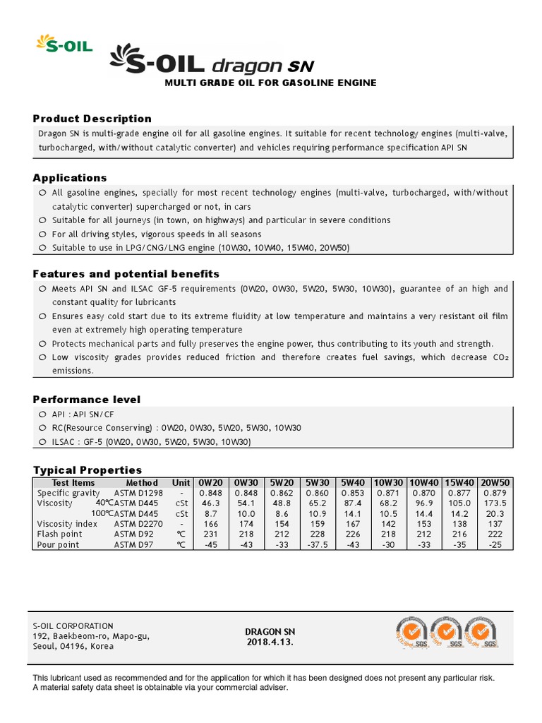 Product Description: Multi Grade Oil For Gasoline Engine | Download ...