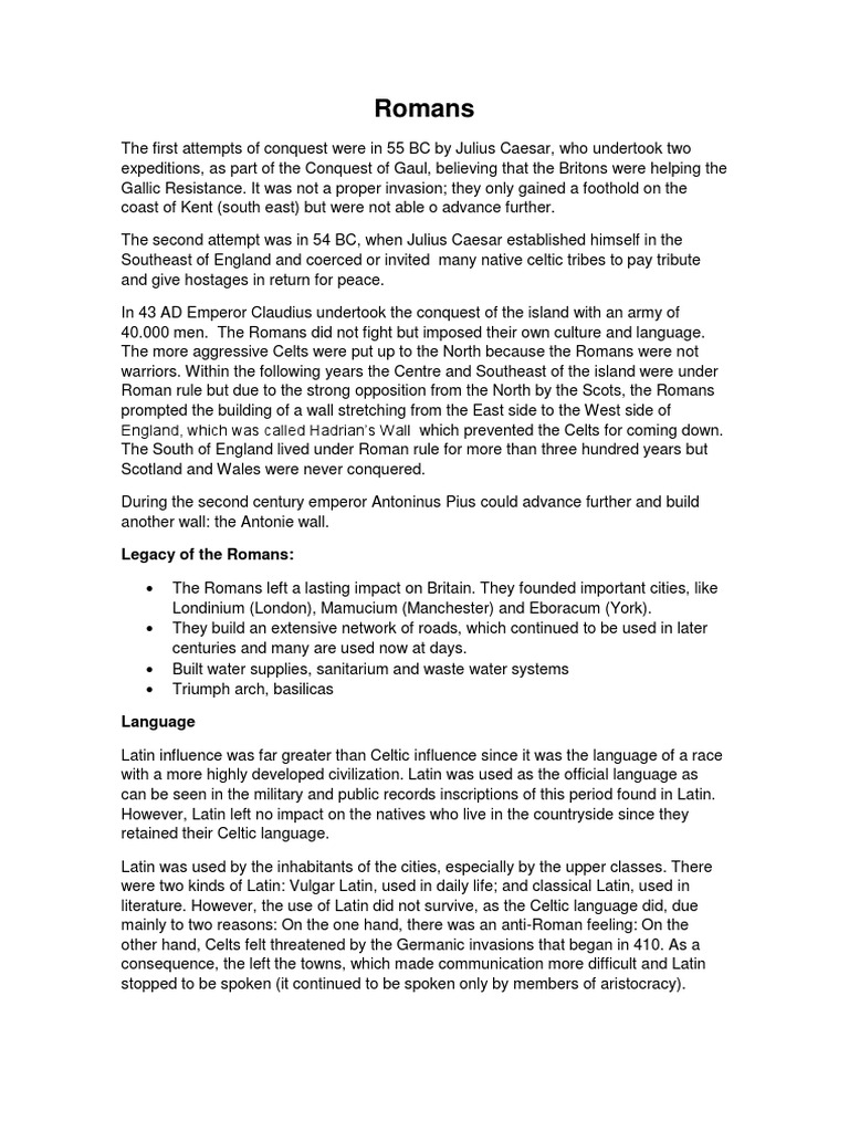 Romans: Legacy of The Romans | PDF | Roman Empire | Celts