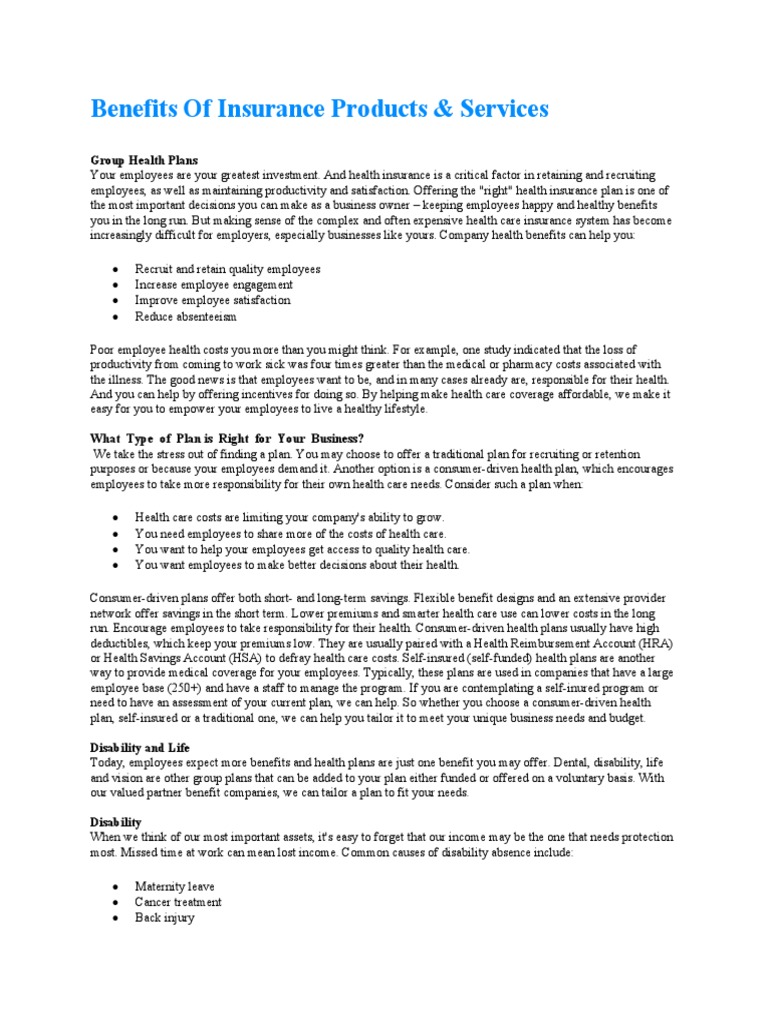 Employee Health and Insurance Benefits | PDF | Employment | Insurance