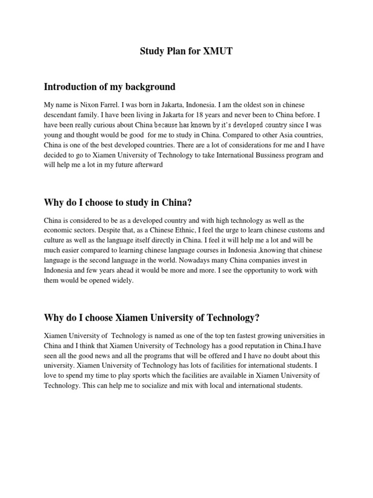 Study Plan For XMUT | Download Free PDF | International Business | China