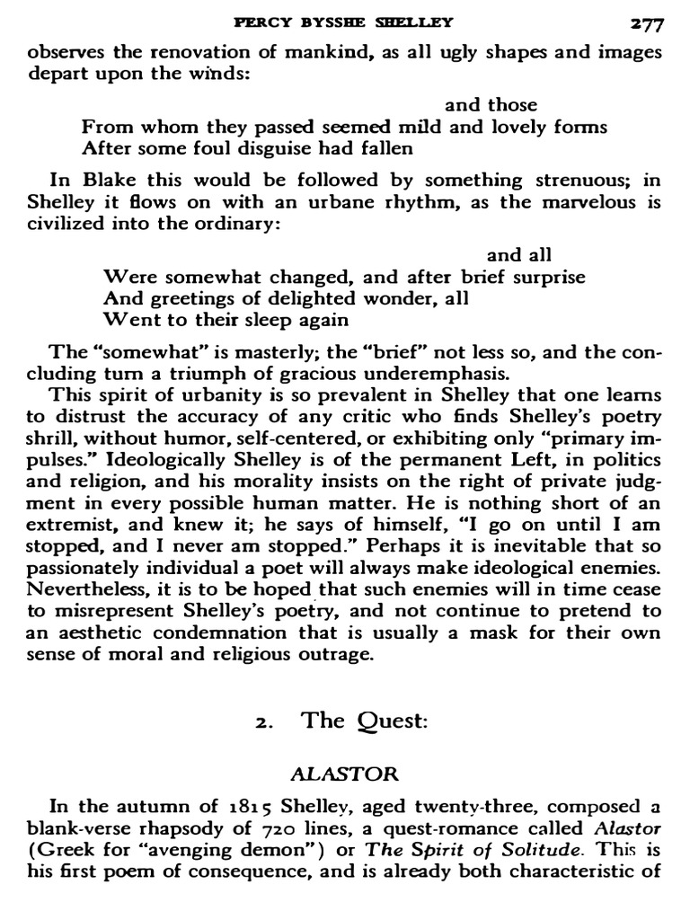Analysis of Shelley's "Alastor" Poem | PDF