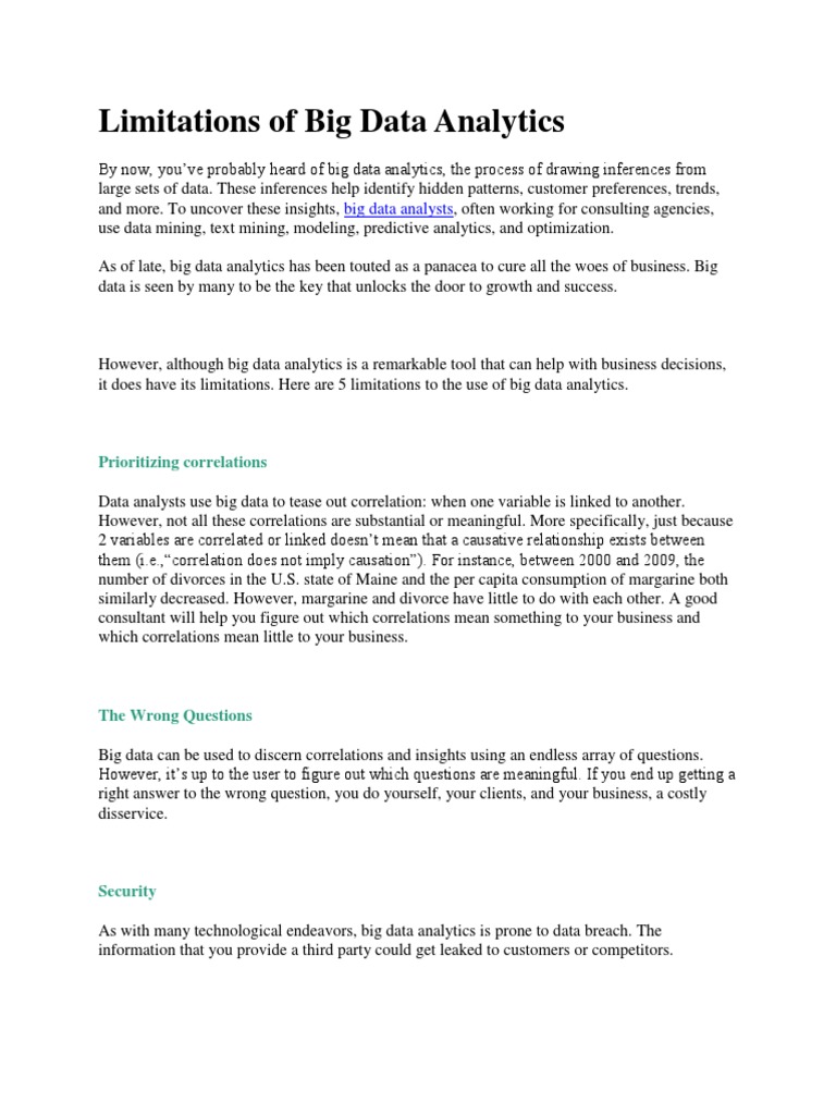 Limitations of Big Data | PDF | Analytics | Retail