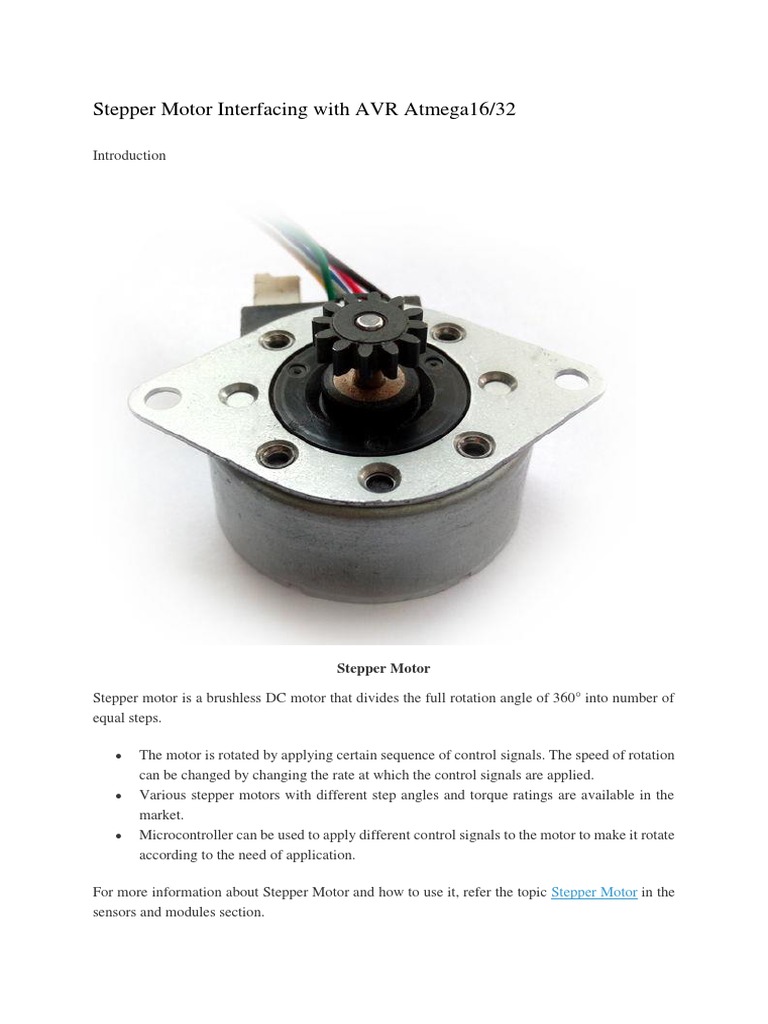 Stepper Motor Interfacing With AVR Atmega16/32 | PDF | Electric Motor ...
