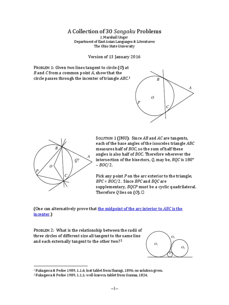 Sangaku Problem Solutions